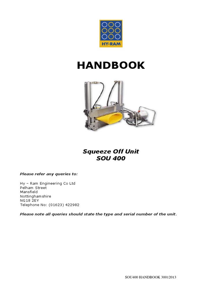 Sou400-Handbook-30012013 | PDF | Pipe (Fluid Conveyance) | Valve