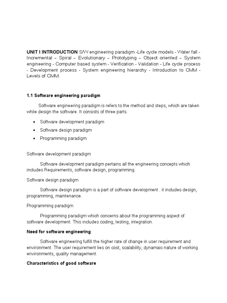 Unit1 SCE | PDF | Software Development Process | Verification And Validation