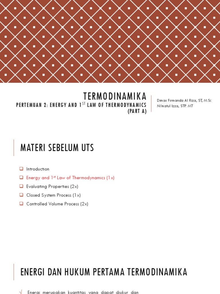 Termodinamika - Energy and 1st Law Termodynamics | PDF
