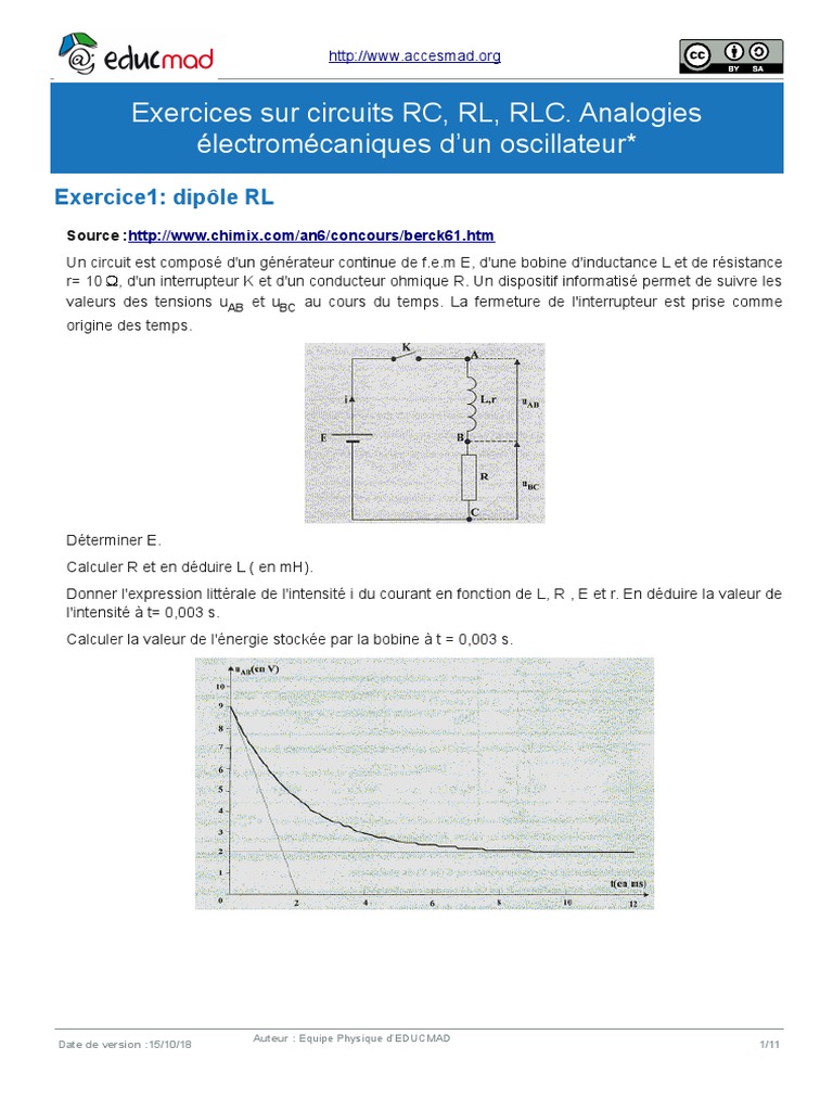 Circuits RC-RL-RLC. Analogies electromecaniques doscillateur(1) | PDF