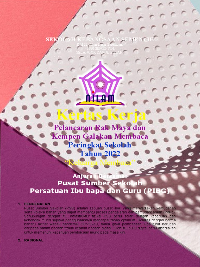 2022 Kertas Kerja Rak Maya Dan Kempen Galakan Membaca 2022 | PDF