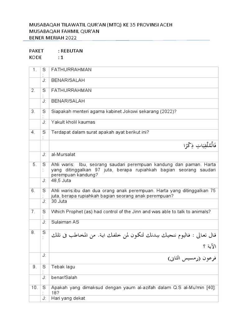 Kumpulan Soal Fahmil | PDF