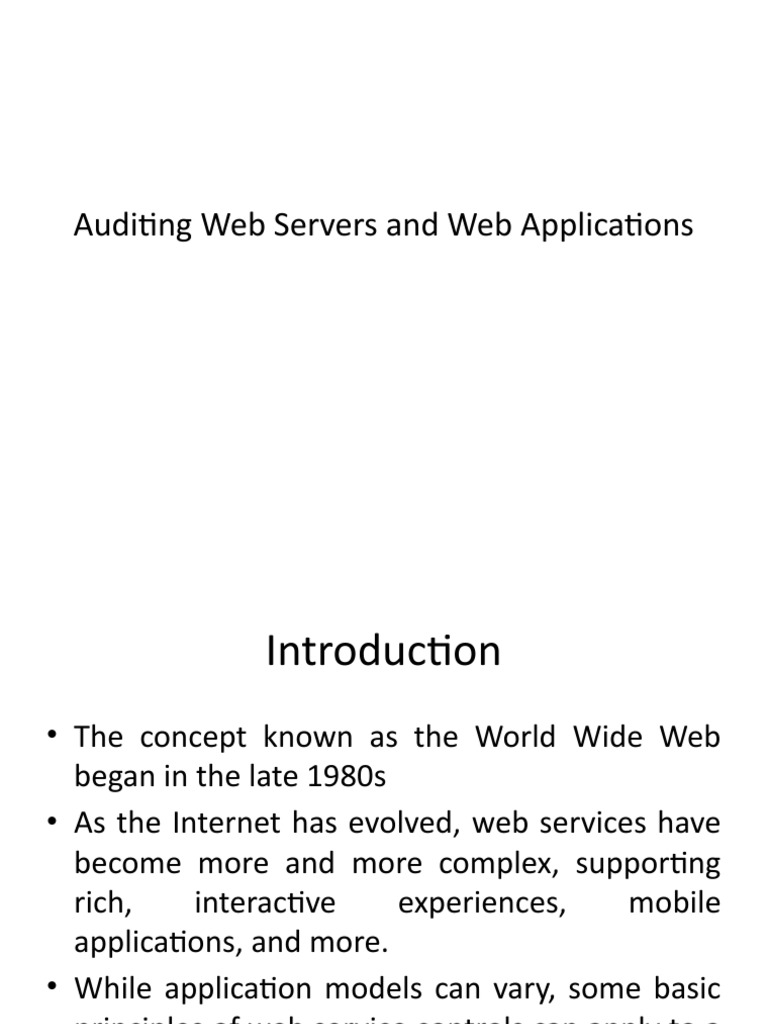 Chapt. 7 Auditing Web Servers and Web Applications | PDF | World Wide Web | Internet & Web
