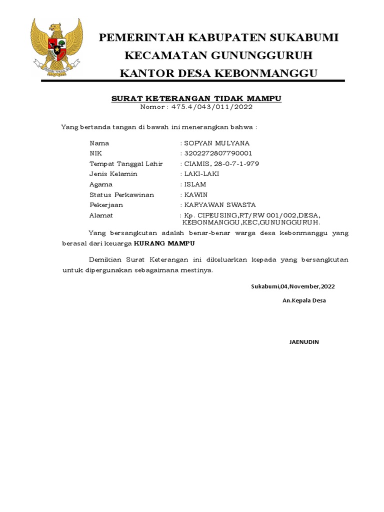 Suket TIDAK MAMPU | PDF