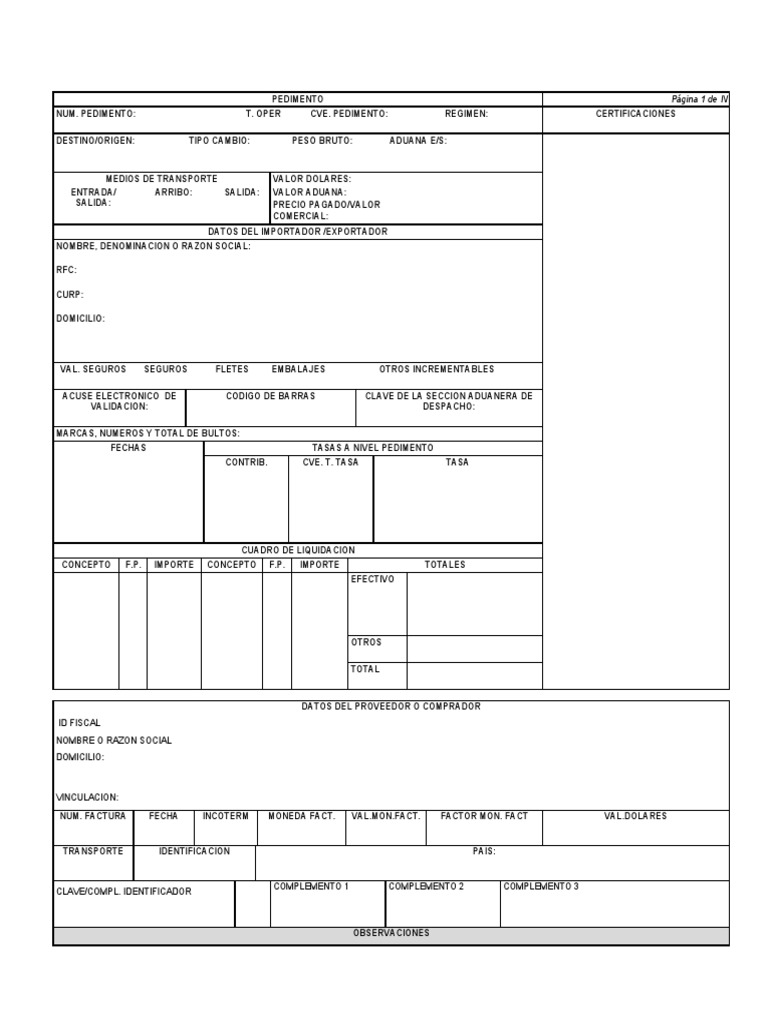 PEDIMENTO FORMATO 2 | PDF