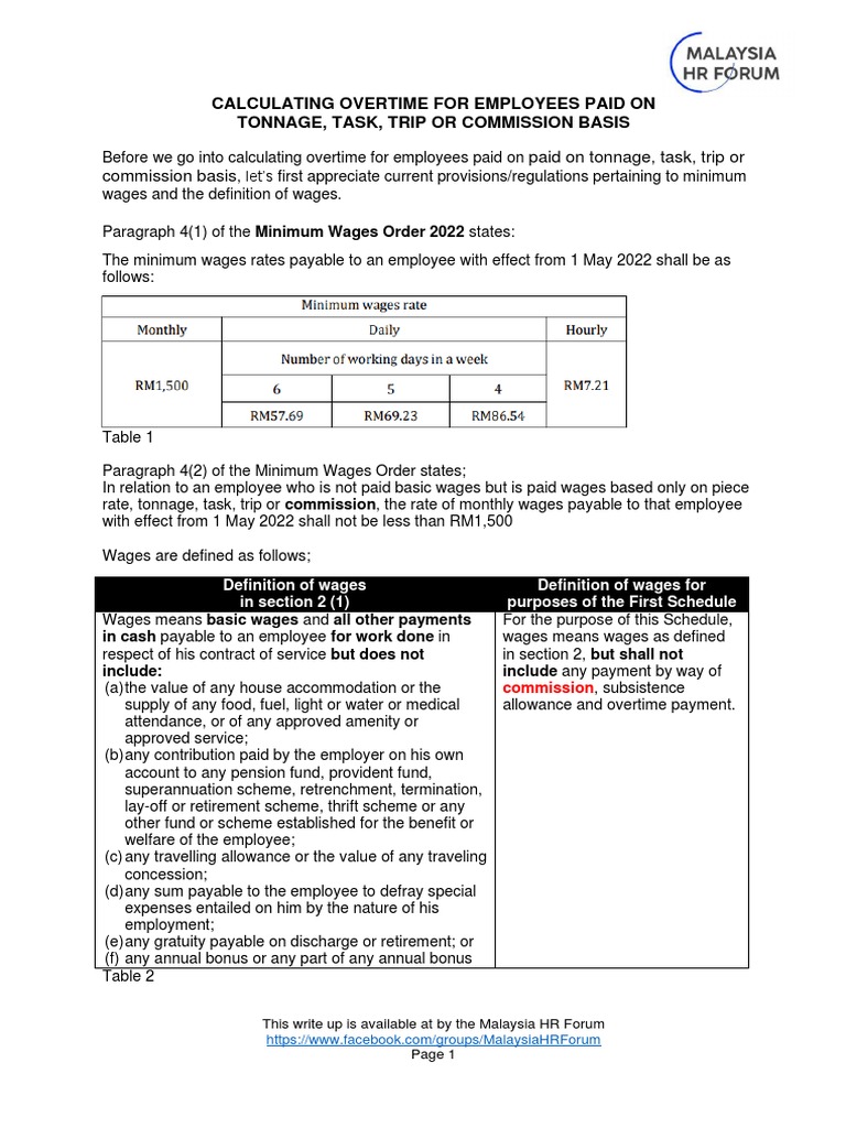 Overtime Calculation Guide for Malaysia | PDF | Wage | Overtime