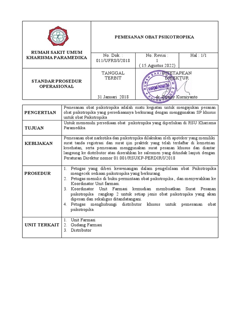 011. SPO PEMESANAN PSIKOTROPIKA | PDF