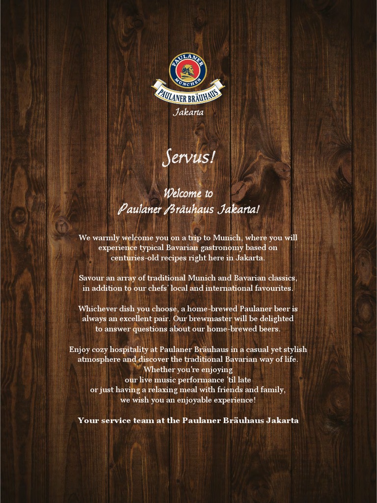 Paulaner New Menu 2023 | PDF | Sausage | Beer