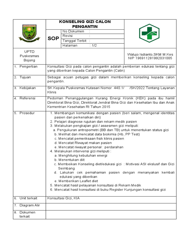 SOP konseling gizi catin | PDF