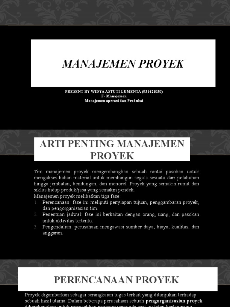 PPT MANAJEMEN PROYEK | PDF