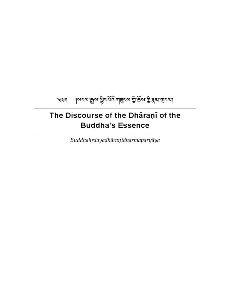 Toh854 - 84000 The Discourse of The Dharani of The Buddha S Essence ...