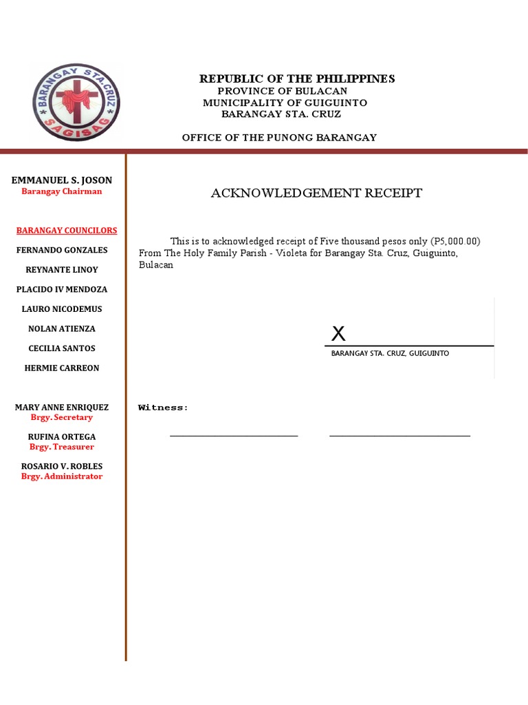 Acknowledgement Receipt | PDF