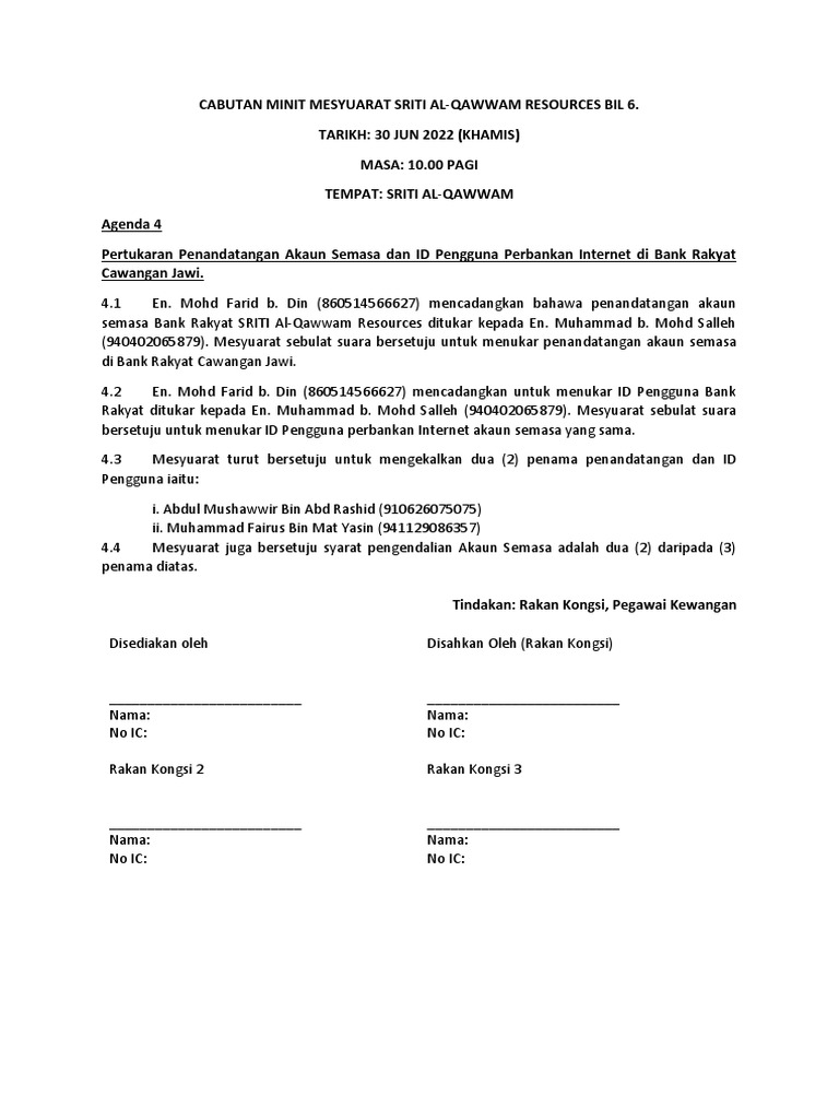 Cabutan Minit Mesyuarat | PDF
