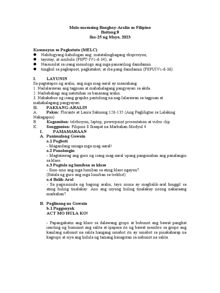 Lesson Plan - Grade 8 - Week 2may 25 | PDF