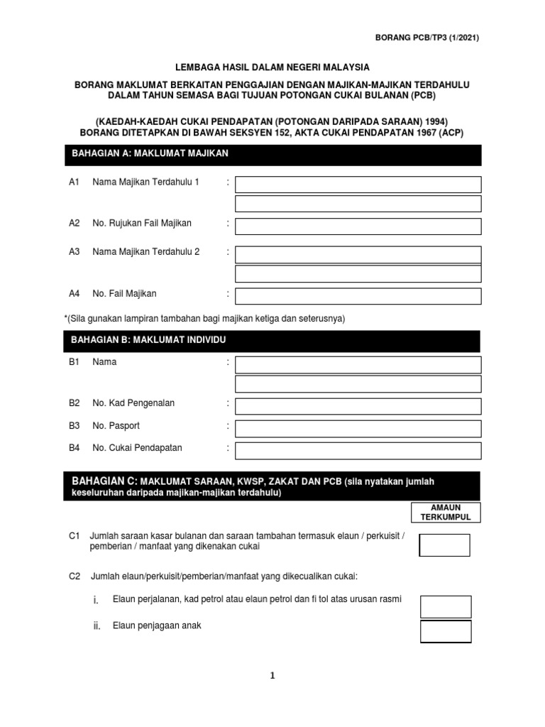 Borang_TP3_2021 | PDF