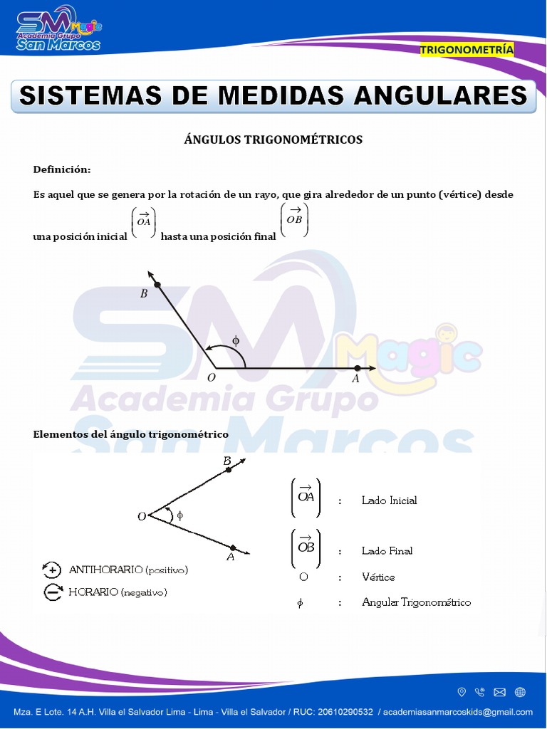 Sistemas de Medidas Angulares | PDF | Ángulo | Trigonometría