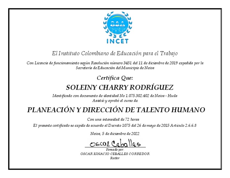 Certificado Plan 100 | PDF