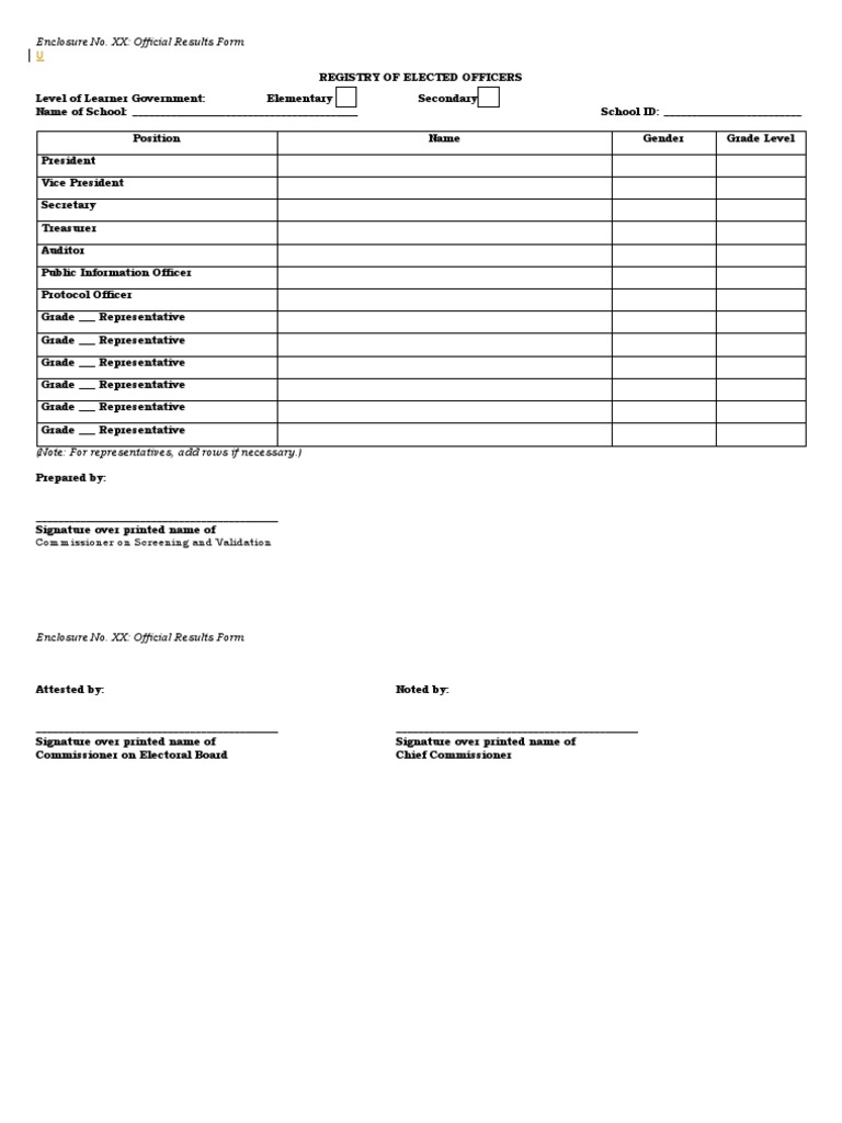 Enc.13 Registry of Elected Officers | PDF
