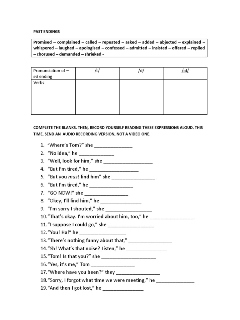 PAST_ENDINGS_-_Exercise_2_3 | PDF
