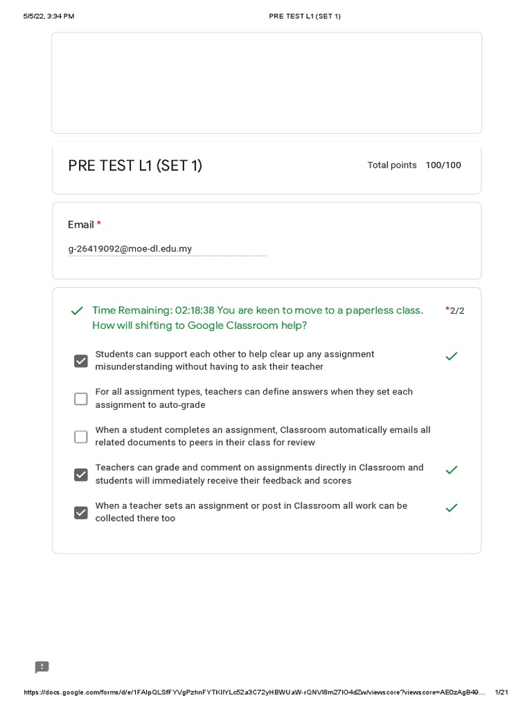 Pre Test L1 (Set 1) : Email | PDF