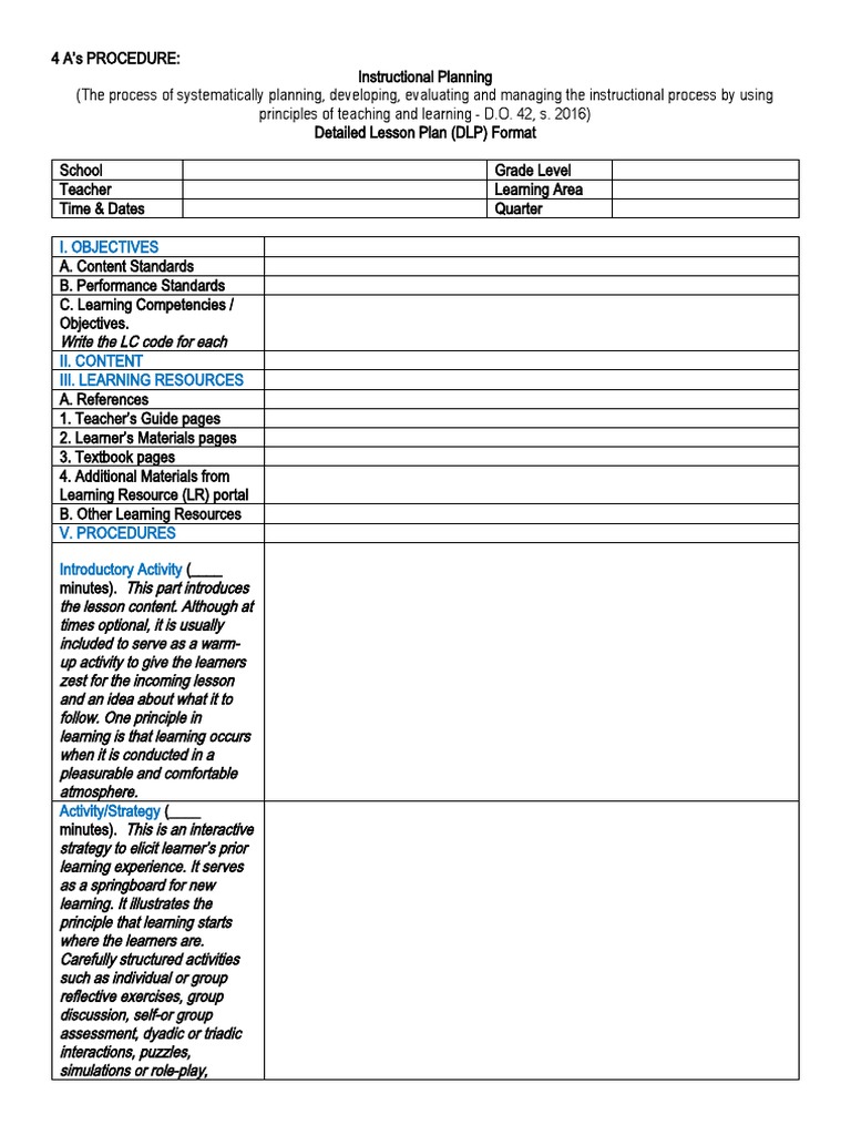 Deped Order 42 4As DLP Format | PDF