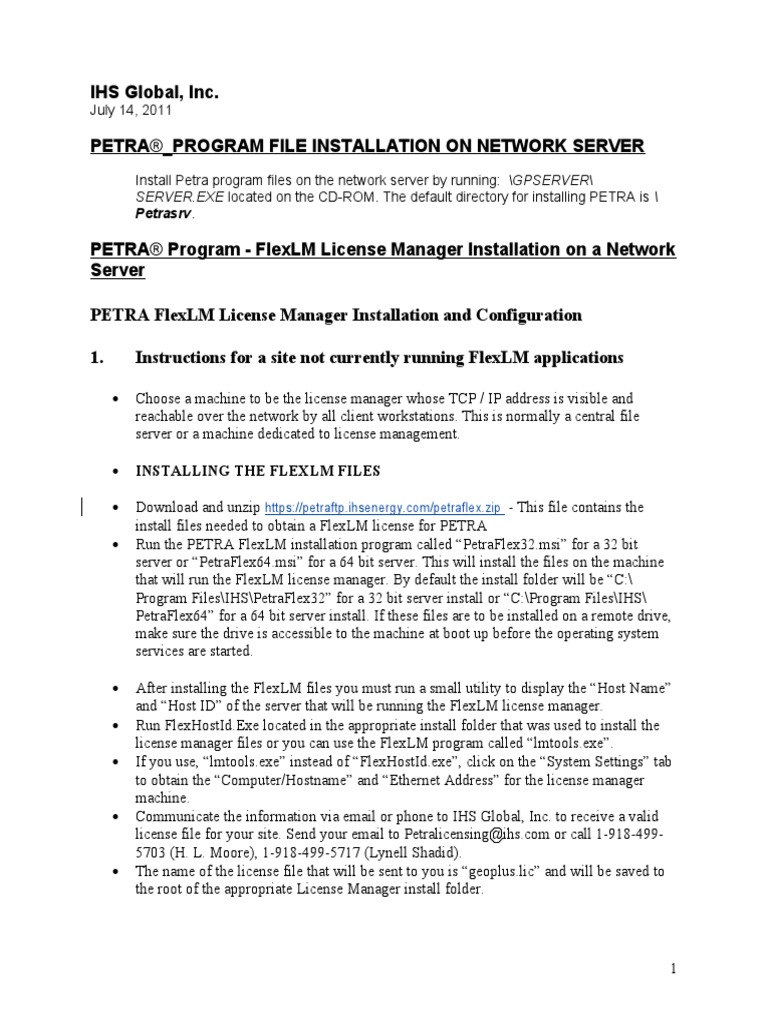 FlexLM PETRA Install | PDF | Computer File | Computer Network