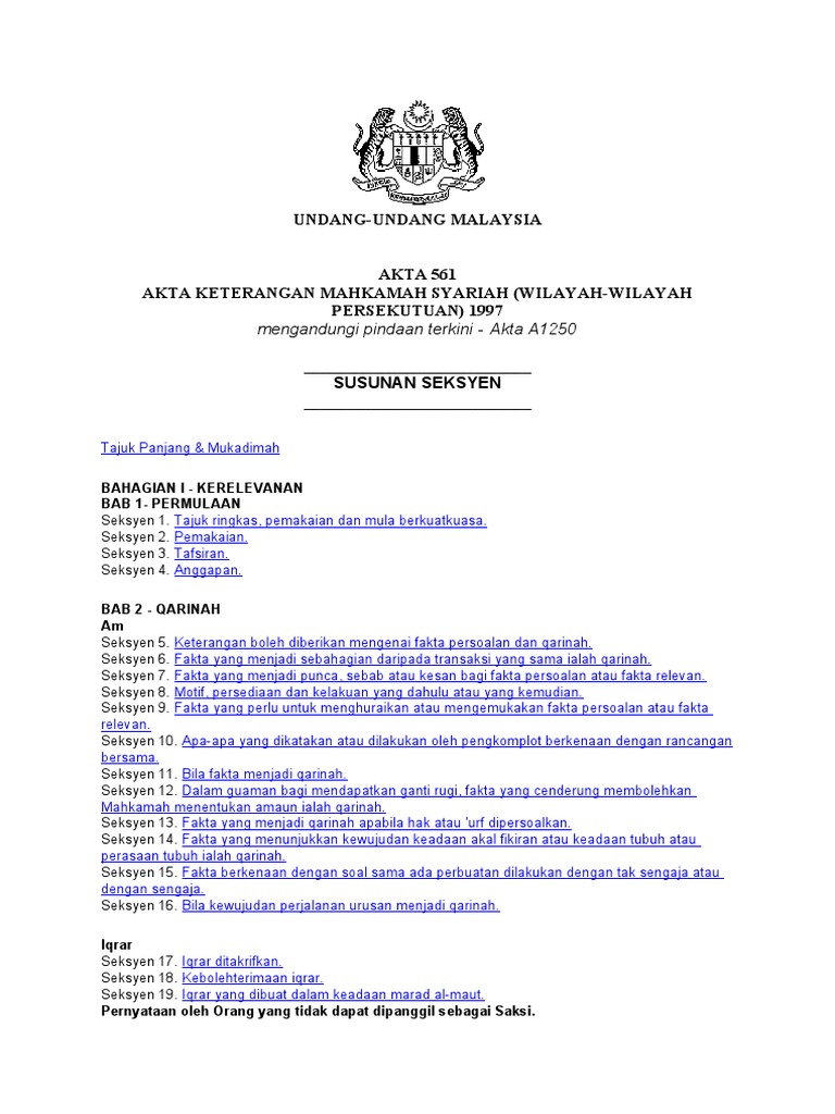 AKTA 561 Akta Keterangan | PDF