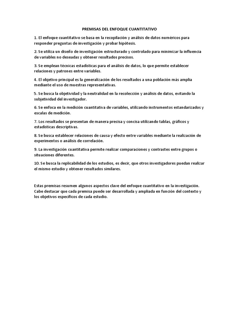 Premisas Del Enfoque Cuantitativo | PDF