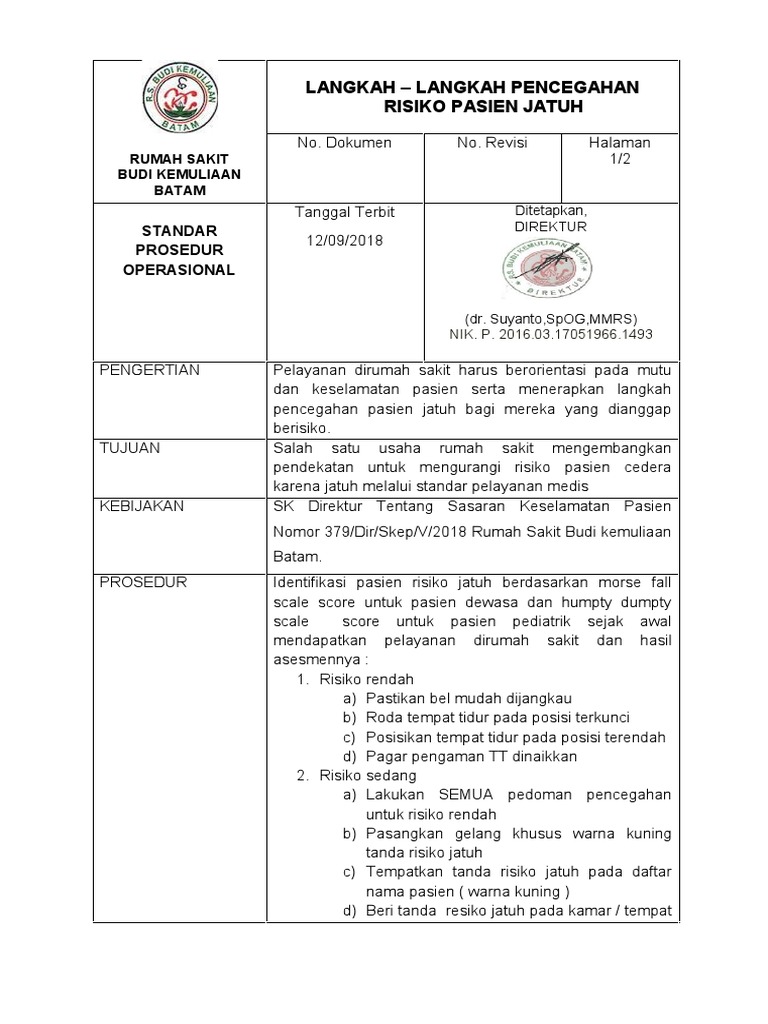 Langkah-Langkah Pencegahan Pasien Resiko Jatuh | PDF