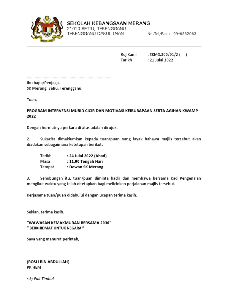 20170620 Surat Agihan Kwamp Kepada Penjaga (23) | PDF