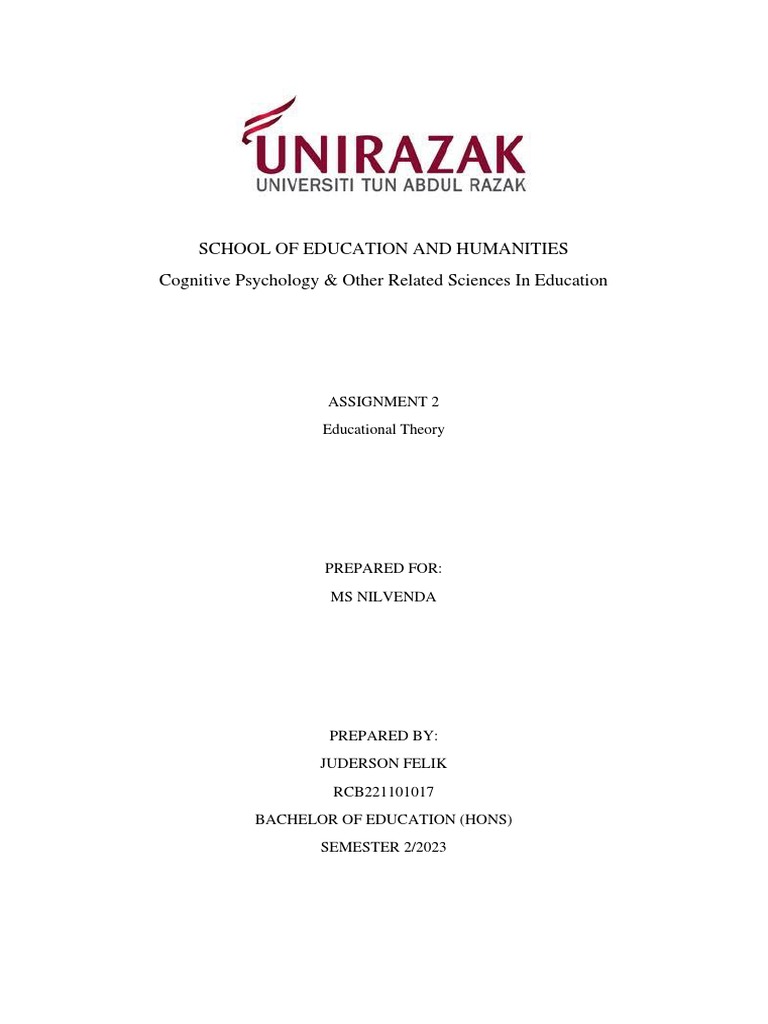 Educational Theory Assignment Overview | PDF
