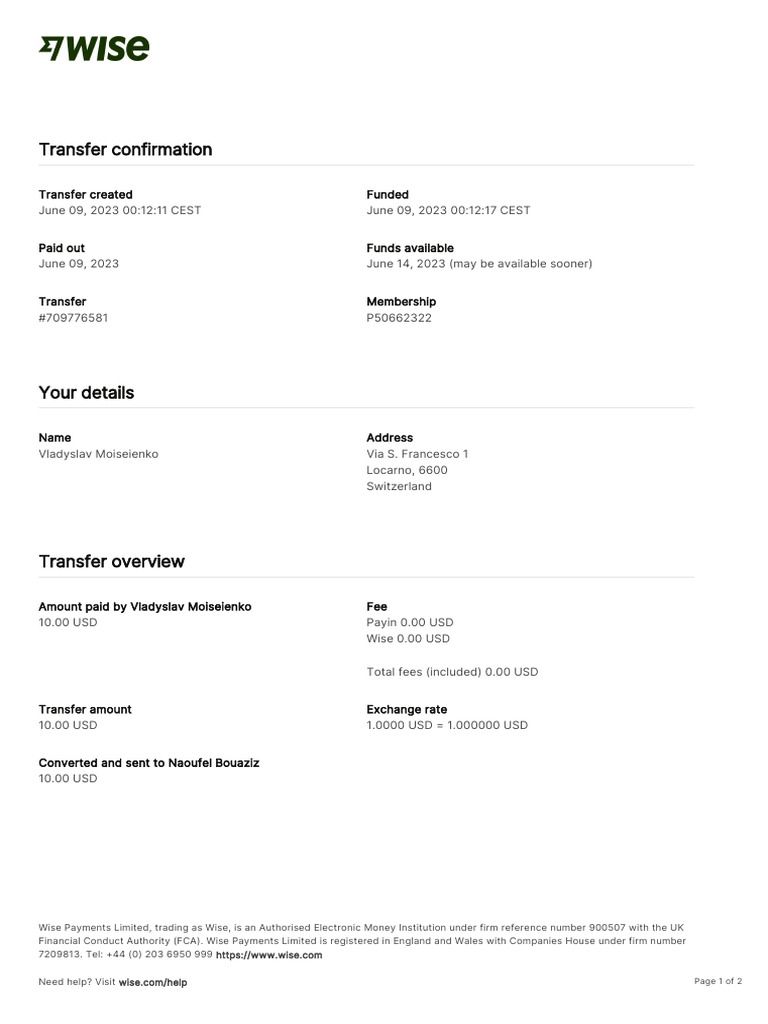Wise Transaction Invoice Transfer 709776581 1220905908 en | PDF