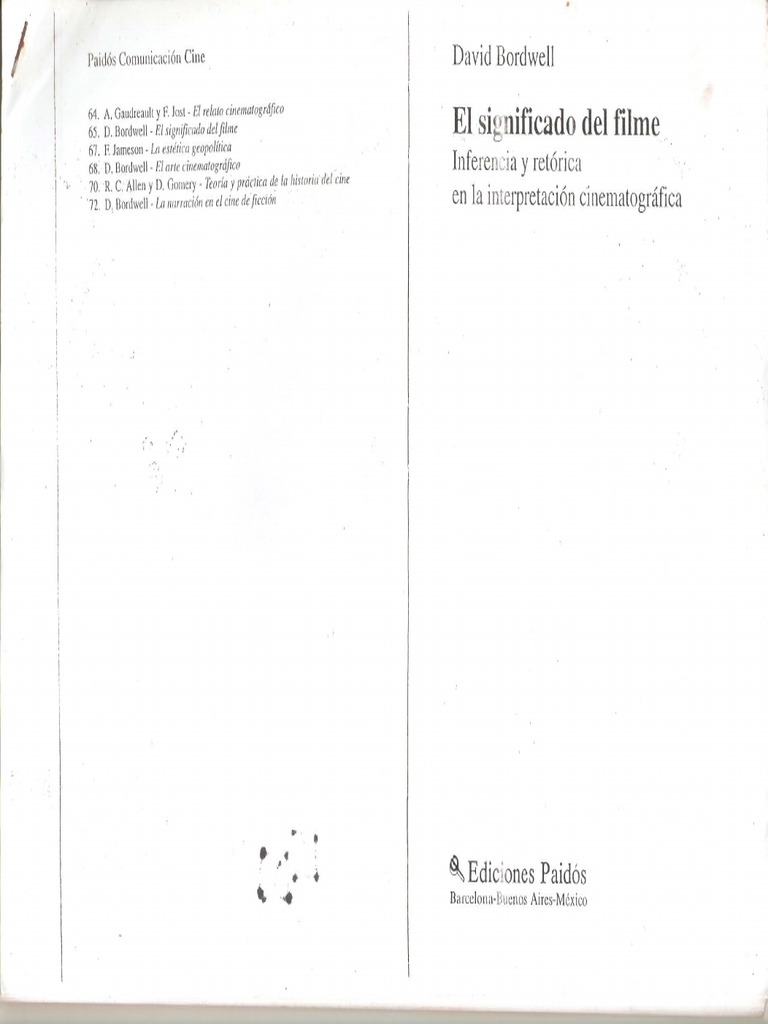David Bordwell El Significado Del Filme | PDF