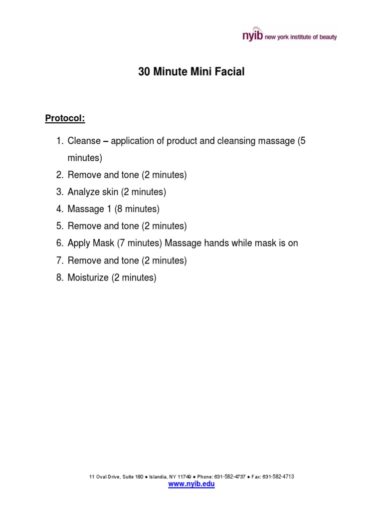 30 Minute Mini Facial Protocol | PDF | Wellness