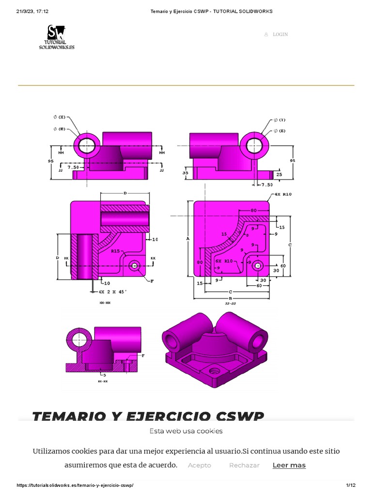 Temario y Ejercicio CSWP - TUTORIAL SOLIDWORKS | PDF