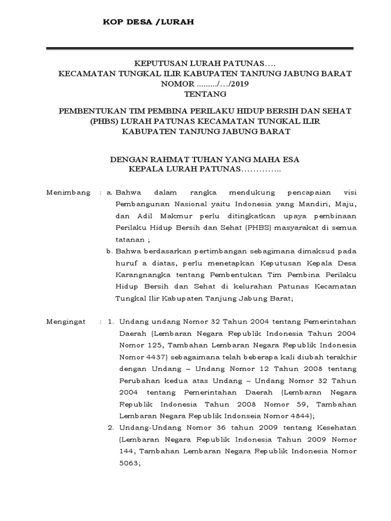 Contoh SK PHBS | PDF