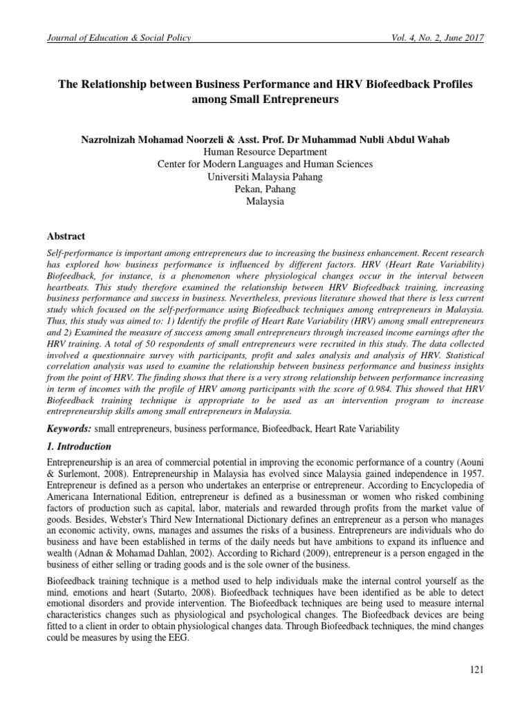 HRV and Small Enterpreneurs | PDF | Entrepreneurship