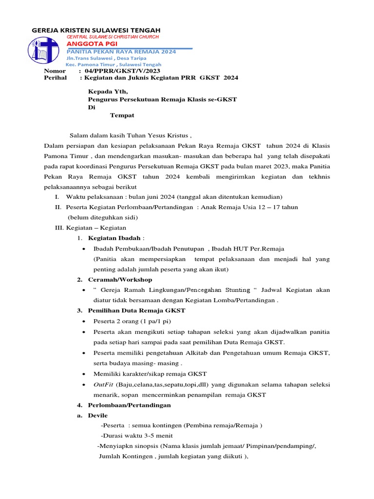 Surat Panitia PPR GKST 2024 | PDF