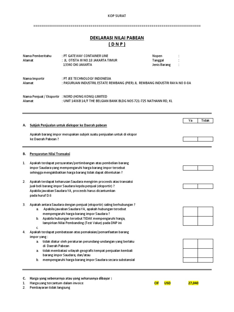 Contoh Surat DNP | PDF