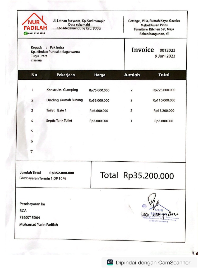 Invoice Pendor Kayu | PDF