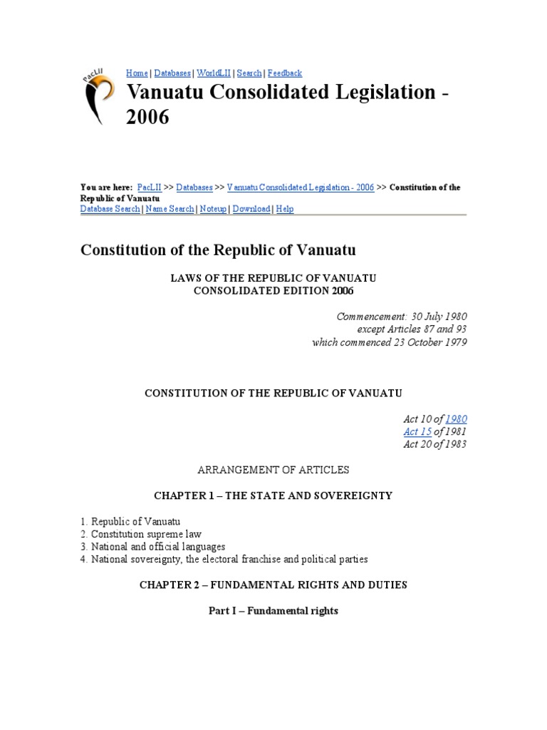 Constitution of Vanuatu | PDF