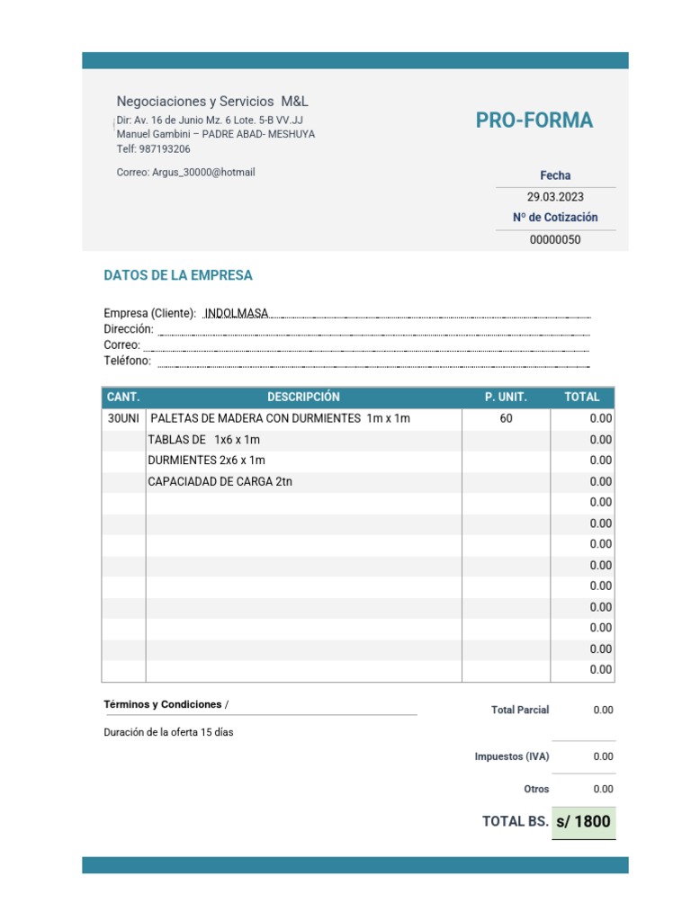 PROFORMA EN WORD | PDF
