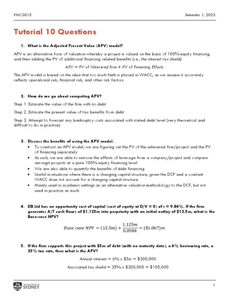 Tutorial 10 Questions And Answers 1 Pdf