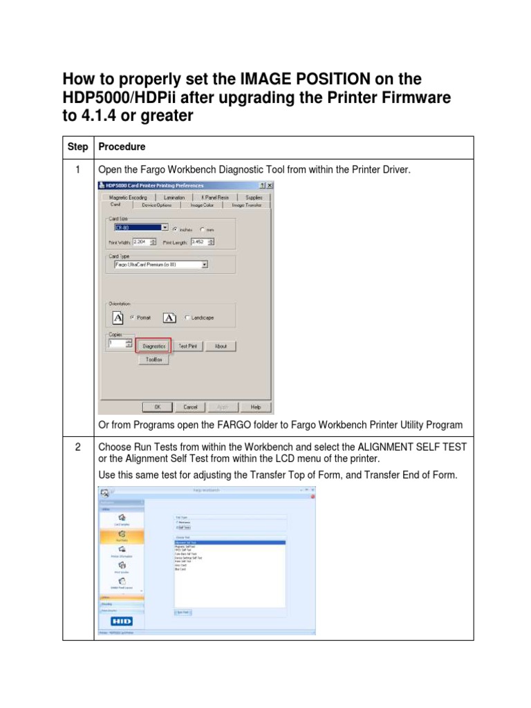 How To Properly Set The IMAGE POSITION On A HDP5000 HDPii Printer | PDF | Printer (Computing ...