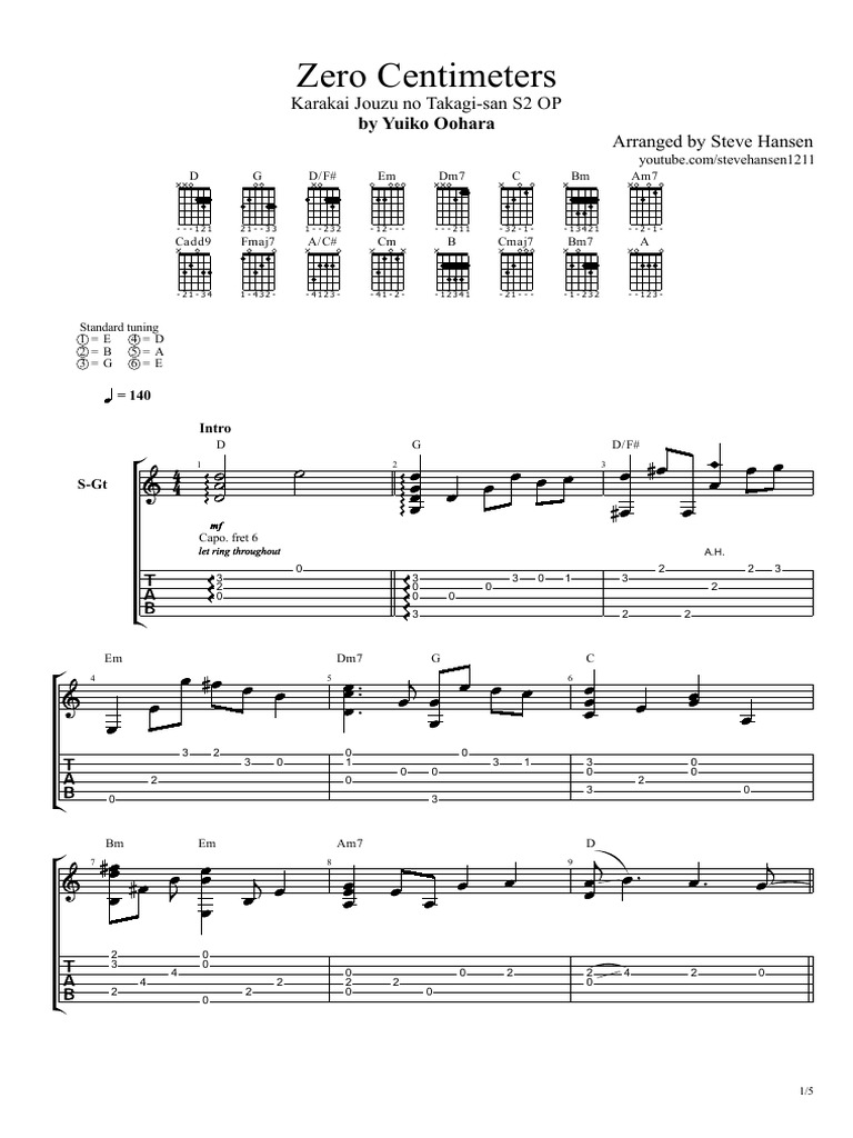 Zero Centimeters - Karakai Jouzu No Takagi-San s2 Op | PDF