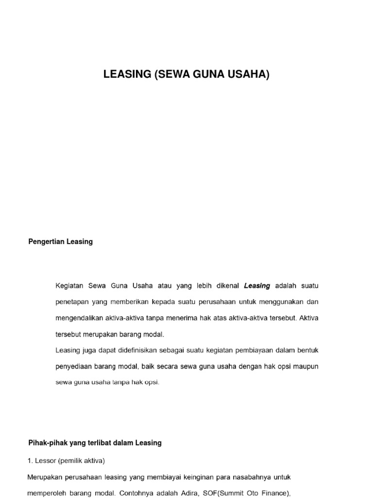 Bab 13.leasing (Sewa Guna Usaha) | PDF
