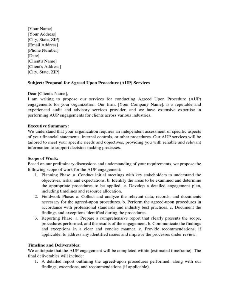 Proposal For Agreed Upon Procedure (AUP) | PDF