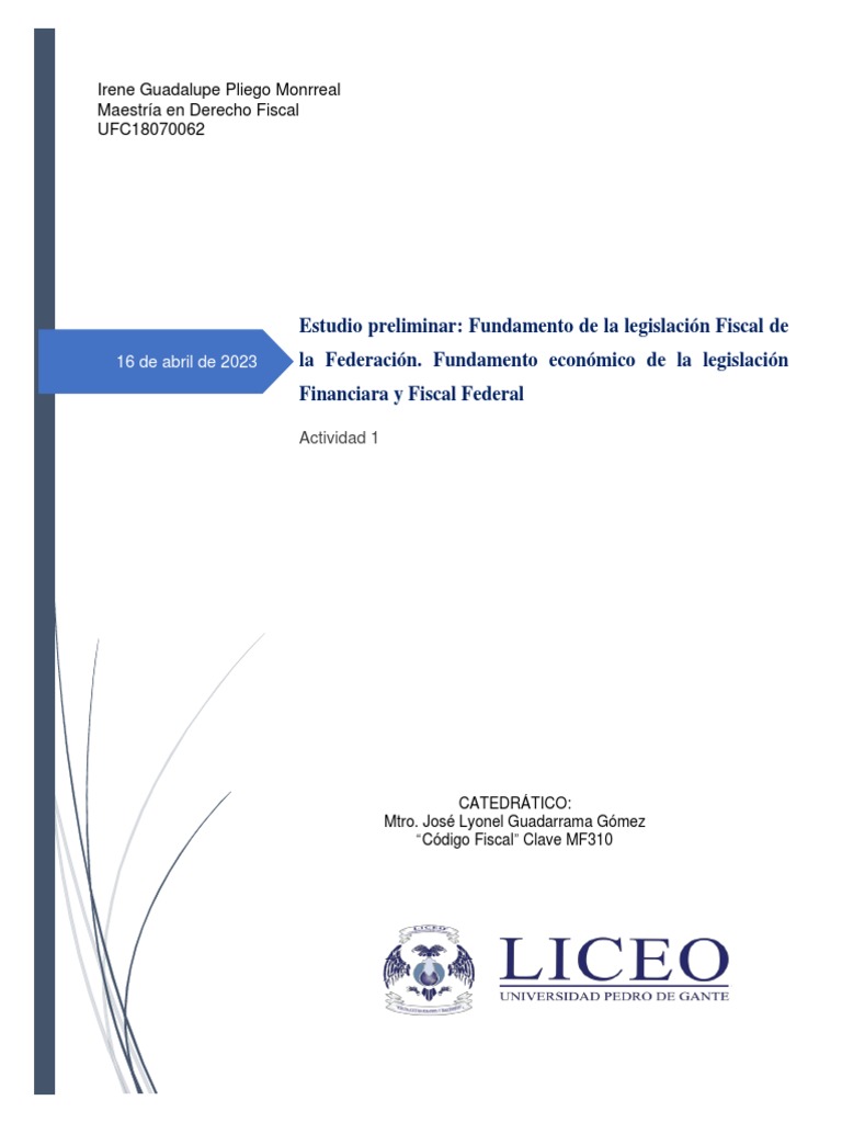Actividad 1-Fundamento de La Legislación Fiscal (Código Fiscal de La ...