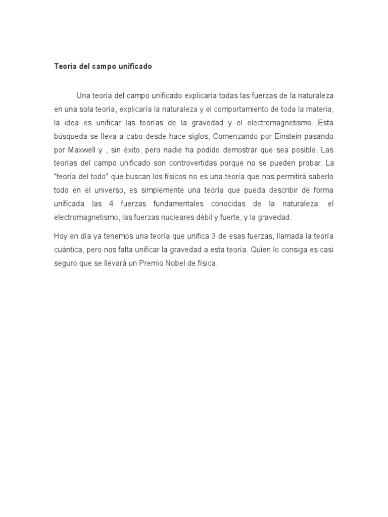 Teoría Del Campo Unificado | PDF