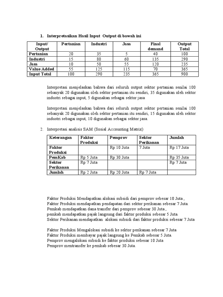 Contoh Interpretasi IO Dan SAM | PDF